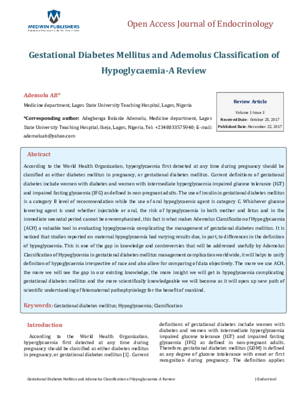 (PDF) Gestational Diabetes Mellitus and Ademolus Classification of ...