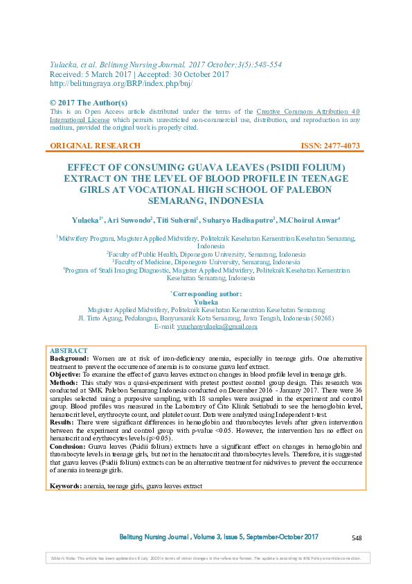 (PDF) Effect of Consuming Guava Leaves (Psidii Folium) Extract on the ...