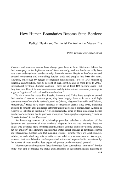 (PDF) How Human Boundaries Become State Borders: Radical Flanks and ...