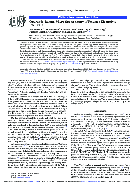 (PDF) Operando Raman Micro-Spectroscopy of Polymer Electrolyte Fuel Cells