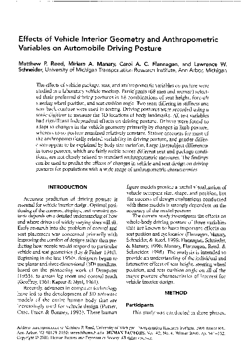 (PDF) Effects of Vehicle Interior Geometry and Anthropometric Variables ...