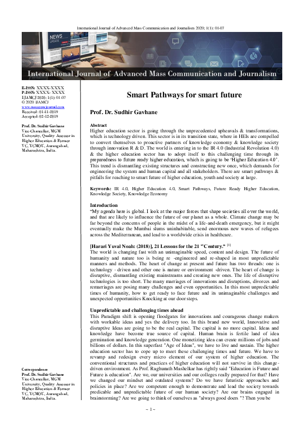 (PDF) Smart Pathways for smart future