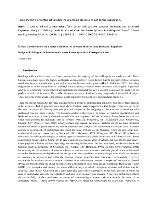 (PDF) Ethical Considerations for a Better Collaboration Between Architects and Structural ...