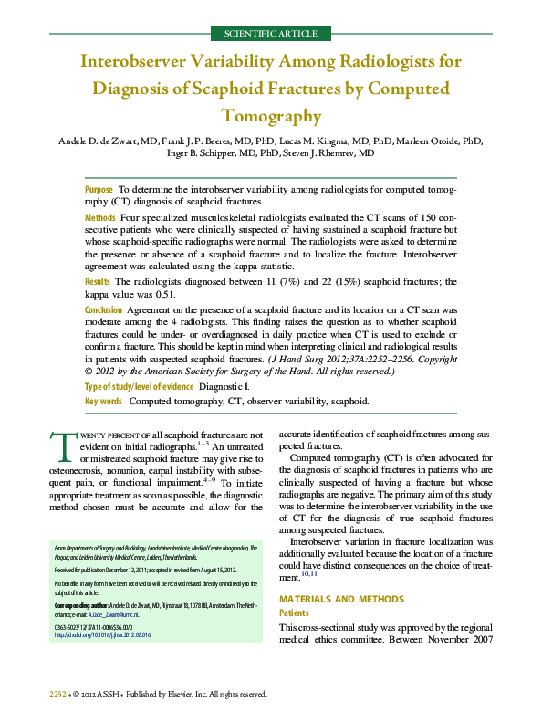 (PDF) Interobserver Variability Among Radiologists for Diagnosis of ...