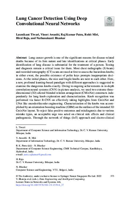 Pdf Lung Cancer Detection Using Deep Convolutional Neural Networks