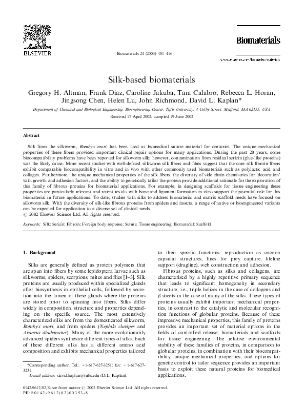 (PDF) Silk-based biomaterials | Frank Diaz - Academia.edu