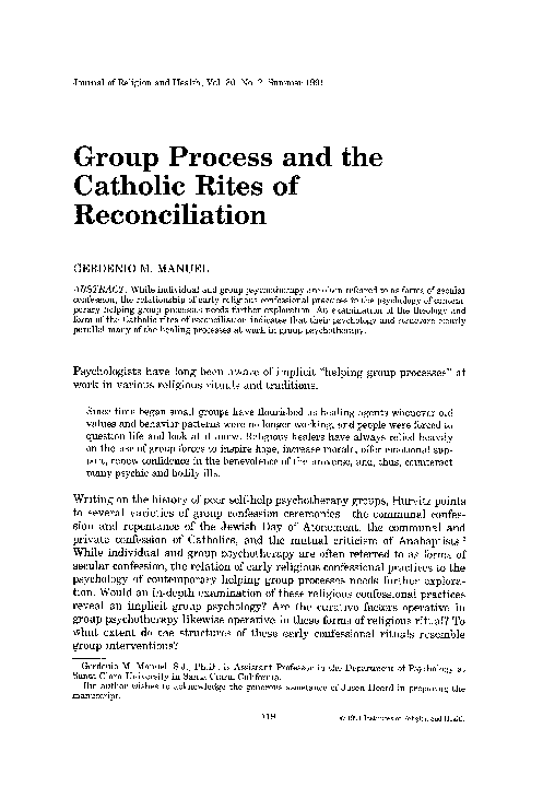 (PDF) Group process and the catholic rites of reconciliation