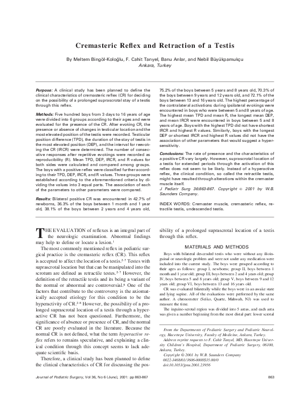 (PDF) Cremasteric reflex and retraction of a testis