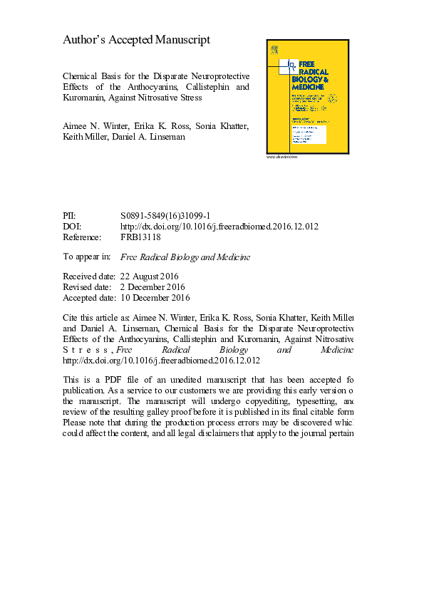 (PDF) Chemical basis for the disparate neuroprotective effects of the ...