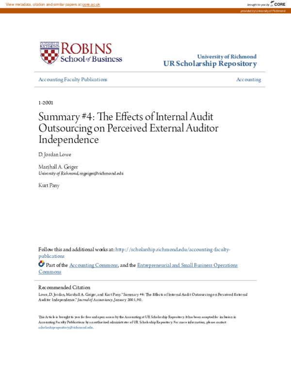 (PDF) Summary #4: The Effects of Internal Audit Outsourcing on ...