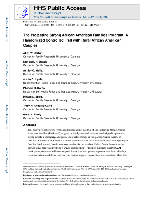 (PDF) The Protecting Strong African American Families Program: a ...
