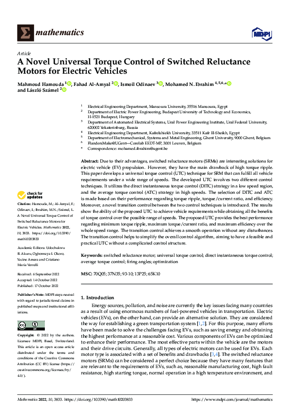Pdf Universal Torque Control For Ev Motors