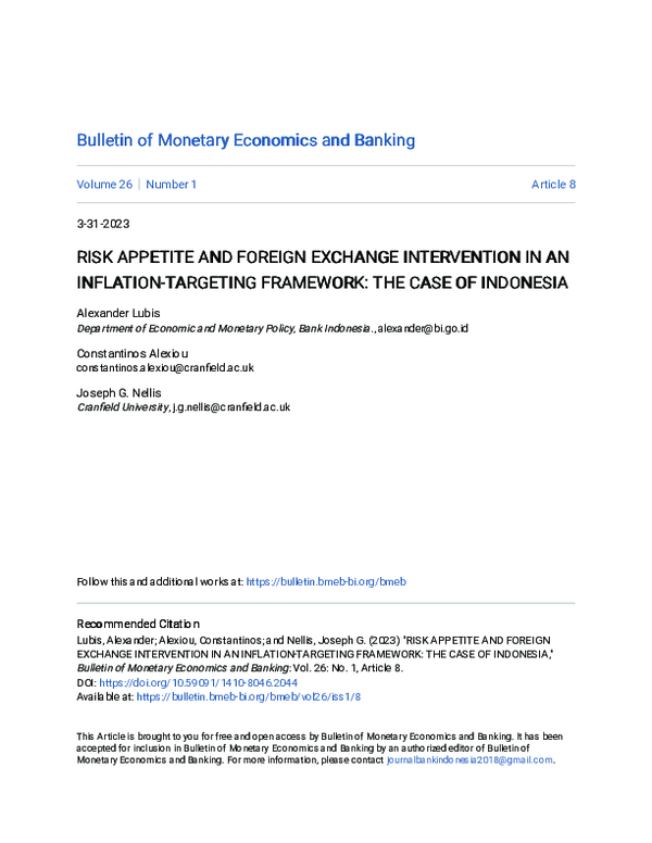 (PDF) Risk Appetite and Foreign Exchange Intervention in an Inflation-Targeting Framework: The ...