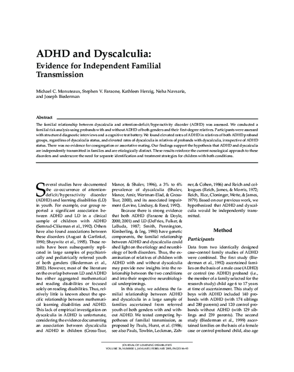 (PDF) ADHD and Dyscalculia