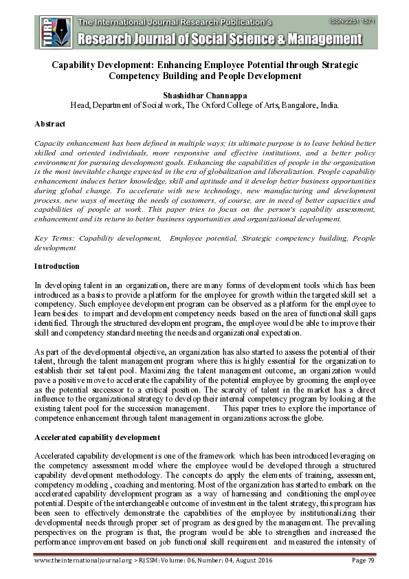 (PDF) Capability Development: Enhancing Employee Potential through ...