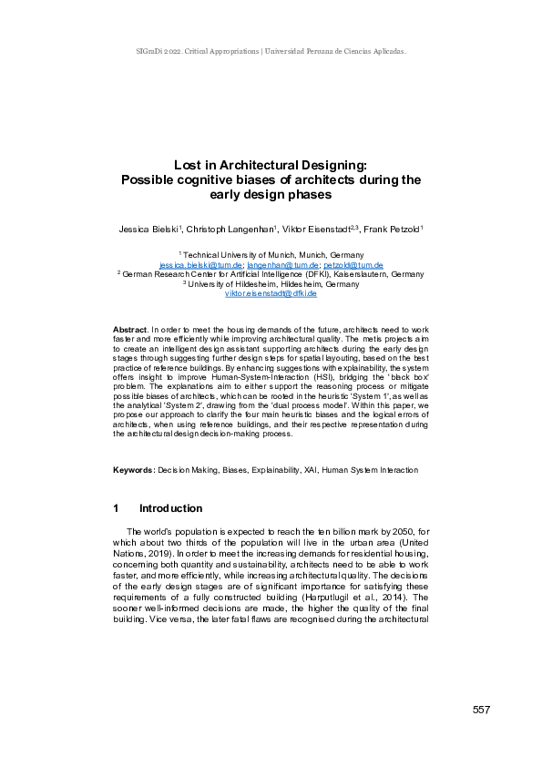 (PDF) Lost in architectural designing - Possible cognitive biases of architects during the early ...