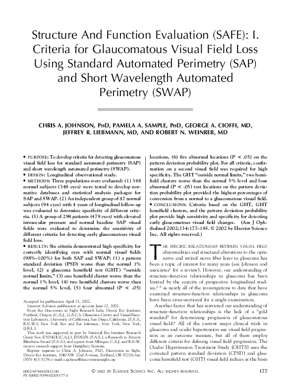 (PDF) Structure and function evaluation (SAFE): I. criteria for ...