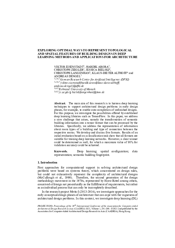 (PDF) Exploring optimal ways to represent topological and spatial features of building designs ...