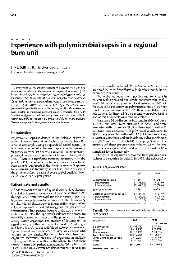 (PDF) Experience with polymicrobial sepsis in a regional burn unit