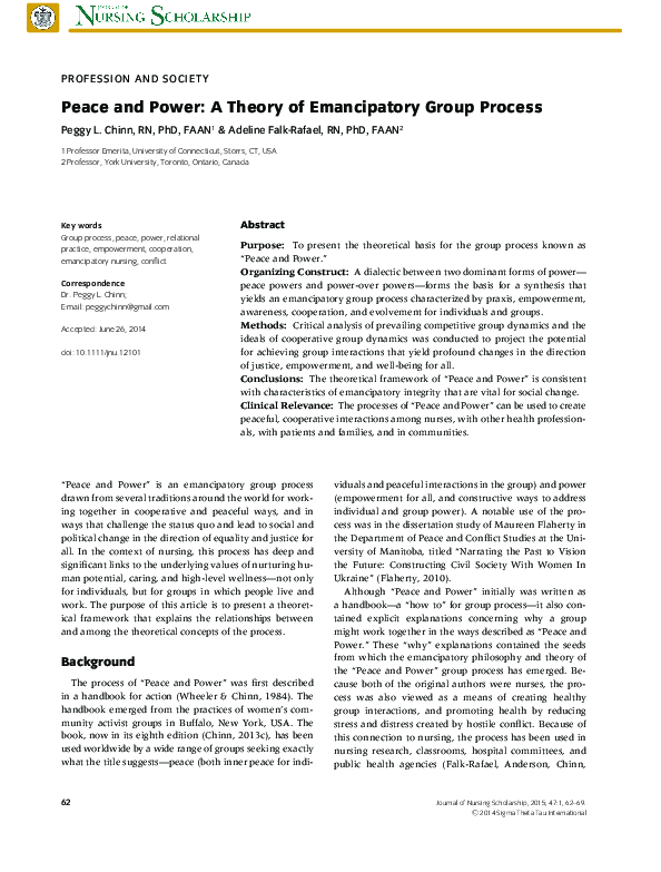 (PDF) Peace and Power: A Theory of Emancipatory Group Process