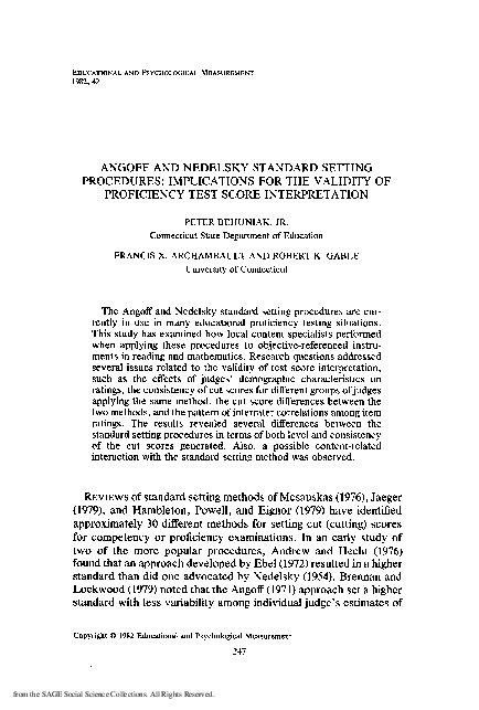 (PDF) Angoff and Nedelsky Standard Setting Procedures: Implications for ...