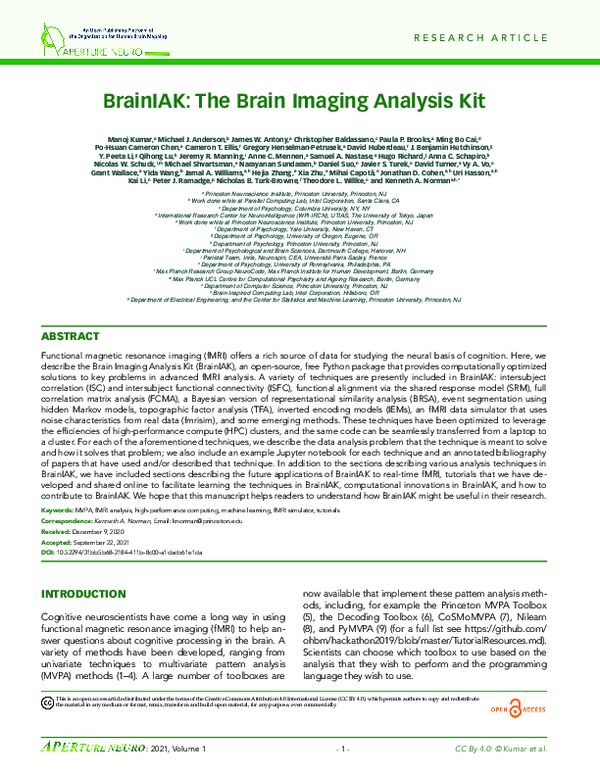 (PDF) BrainIAK: The Brain Imaging Analysis Kit