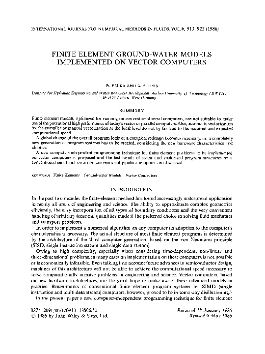 (PDF) Finite element ground‐water models implemented on vector computers