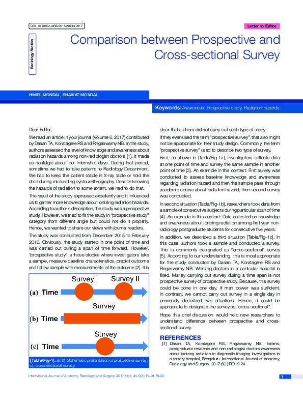 (PDF) Comparison between Prospective and Cross-sectional Survey