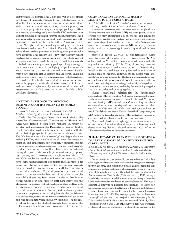 (PDF) Communication Leading to Shared Meaning in the Nursing Home