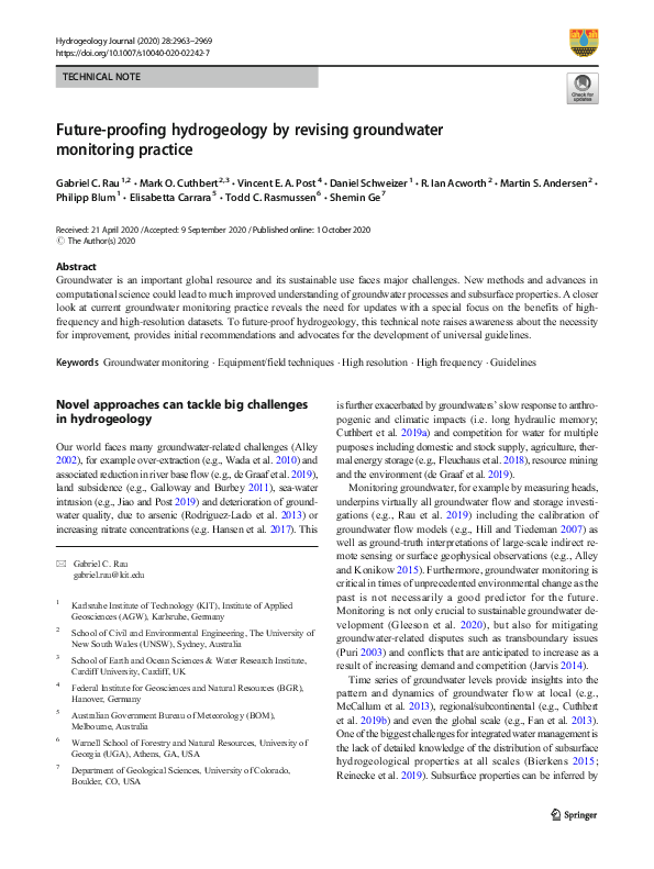 (PDF) Revising Groundwater Monitoring for Sustainability