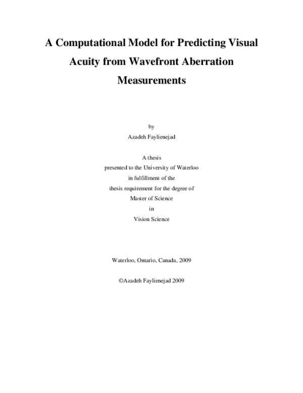 (PDF) A Computational Model for Predicting Visual Acuity from Wavefront Aberration Measurements