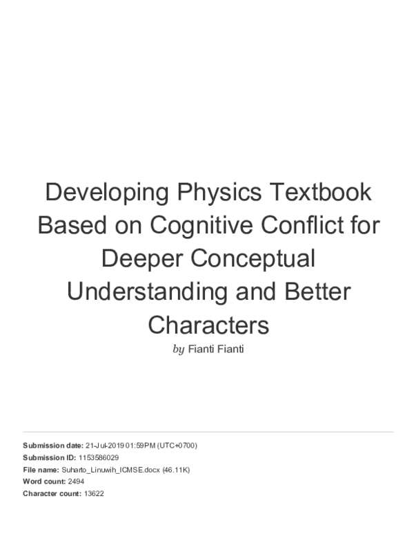 (PDF) Developing Physics Textbook Based on Cognitive Conflict for ...