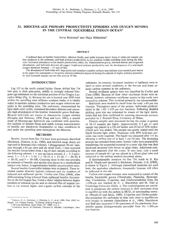 (PDF) Miocene-Age Primary Productivity Episodes and Oxygen Minima in ...