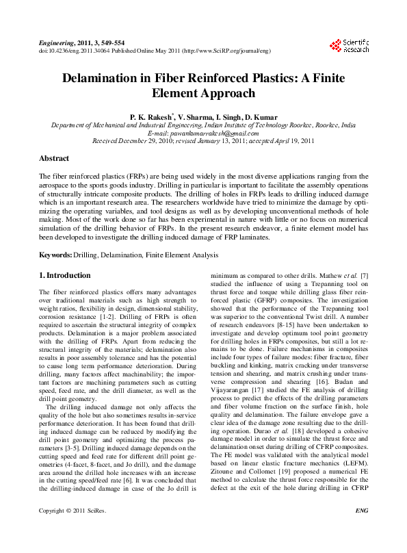 (PDF) Delamination in Fiber Reinforced Plastics: A Finite Element Approach