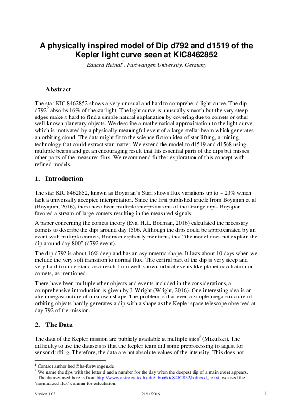 (PDF) A physically inspired model of Dip d792 and d1519 of the Kepler ...