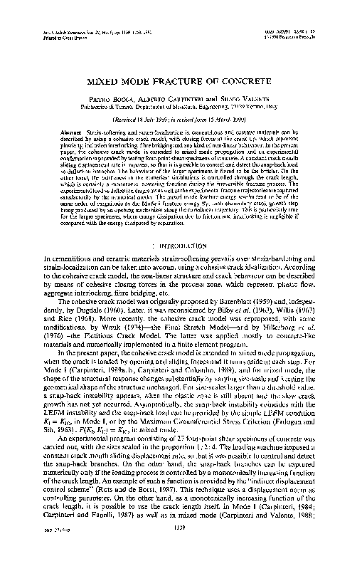 (PDF) Mixed mode fracture of concrete
