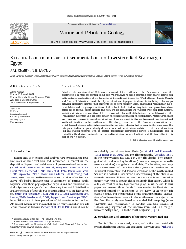 Pdf Structural Control On Syn Rift Sedimentation Northwestern Red Sea Margin Egypt