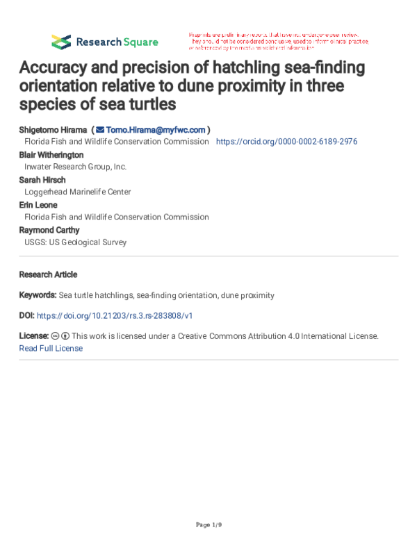 (PDF) Accuracy and precision of hatchling sea-finding orientation ...