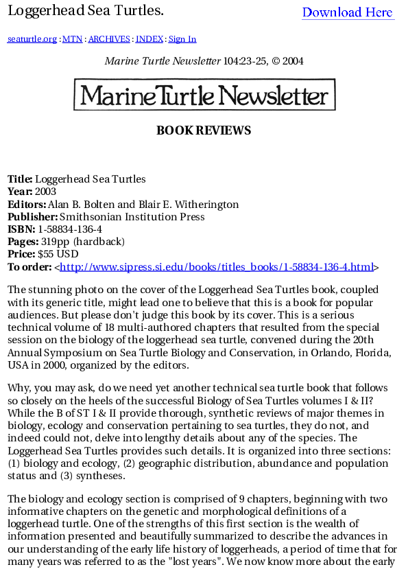 (PDF) Loggerhead sea turtles