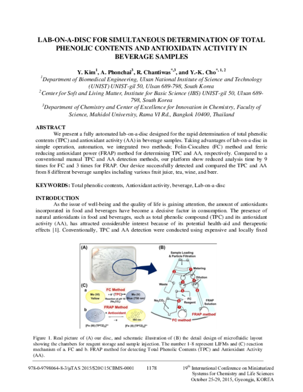 (PDF) Lab-on-a-disc for simultaneous determination of total phenolic content and antioxidant ...