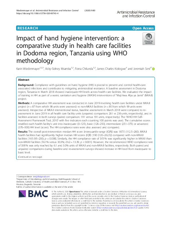(PDF) Impact of hand hygiene intervention: a comparative study in ...