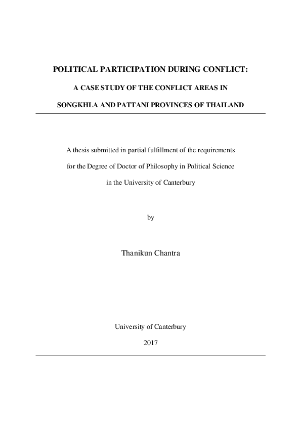 (PDF) Political participation during conflict: a case study of the ...