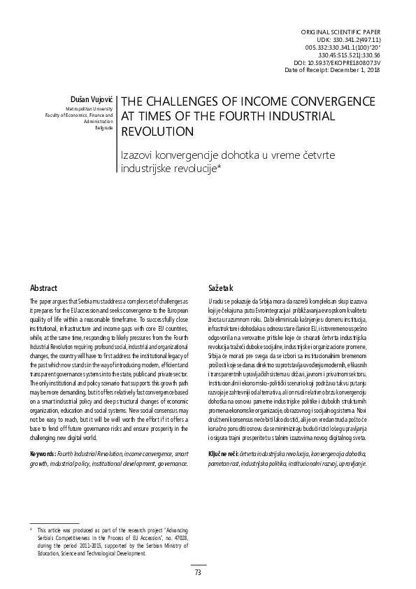 (PDF) The challenges of income convergence at times of the fourth ...