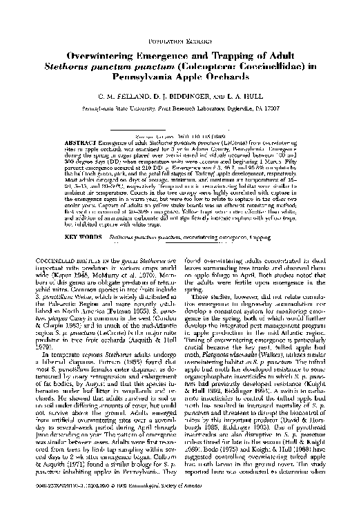 (PDF) Overwintering Emergence and Trapping of Adult Stethorus punctum ...