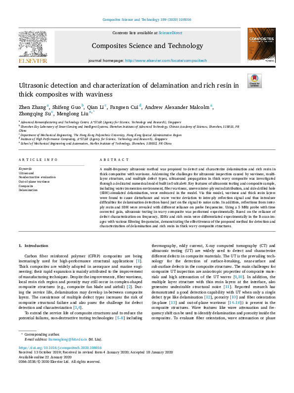 (PDF) Ultrasonic detection and characterization of delaminations in ...