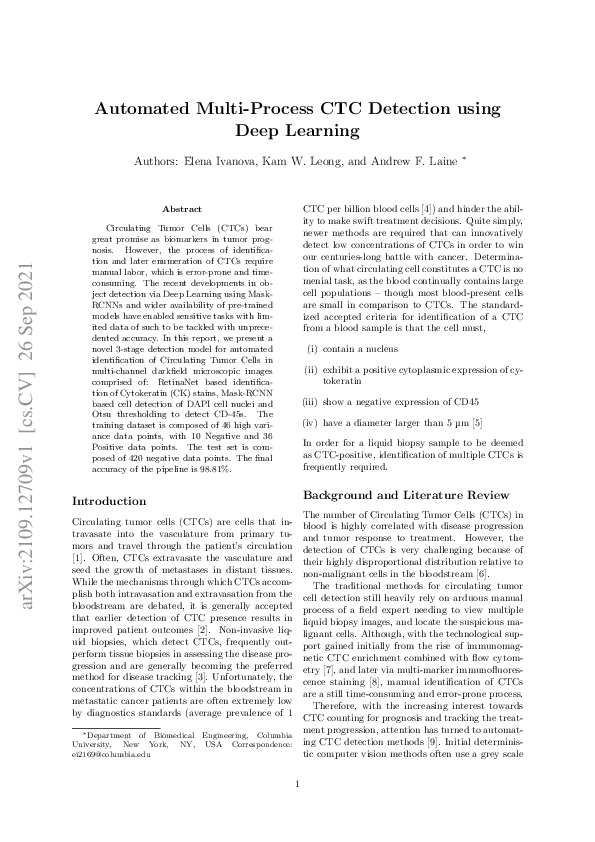 Pdf Automated Multi Process Ctc Detection Using Deep Learning 