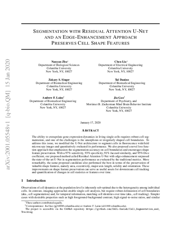 (PDF) Segmentation with Residual Attention U-Net and an Edge-Enhancement Approach Preserves Cell ...