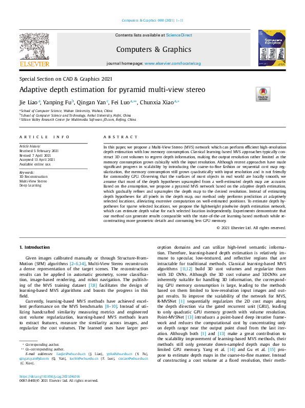 (PDF) Adaptive depth estimation for pyramid multi-view stereo | Qingan ...