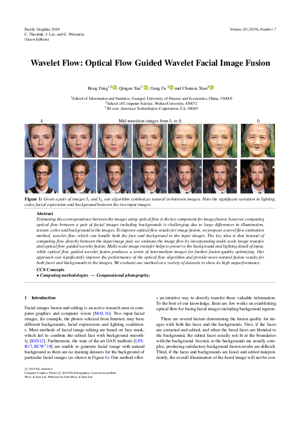 (PDF) Wavelet Flow: Optical Flow Guided Wavelet Facial Image Fusion