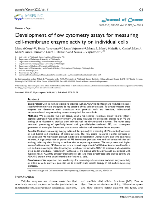 (PDF) Development of flow cytometry assays for measuring cell-membrane ...
